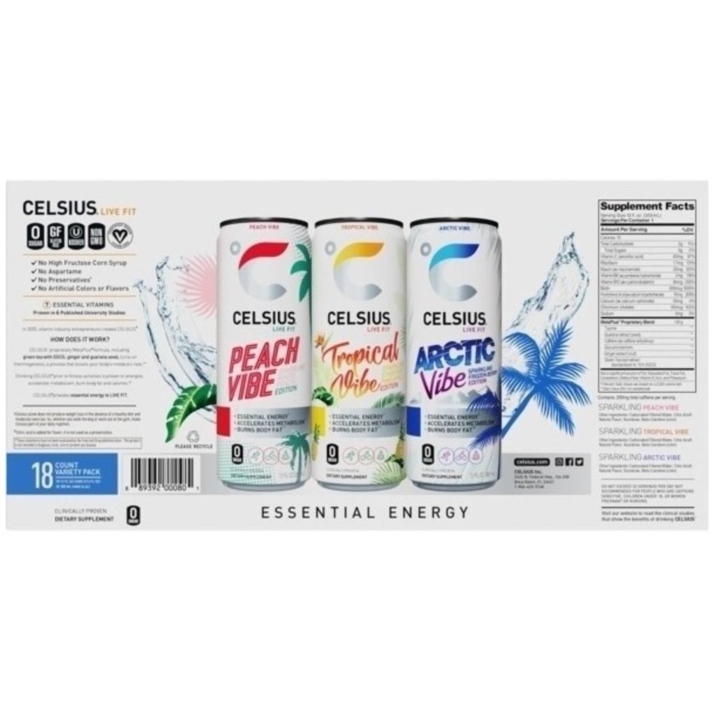 Bebida Energizante Celsius Live Fit / Sabores Variados / 18 Pack ...