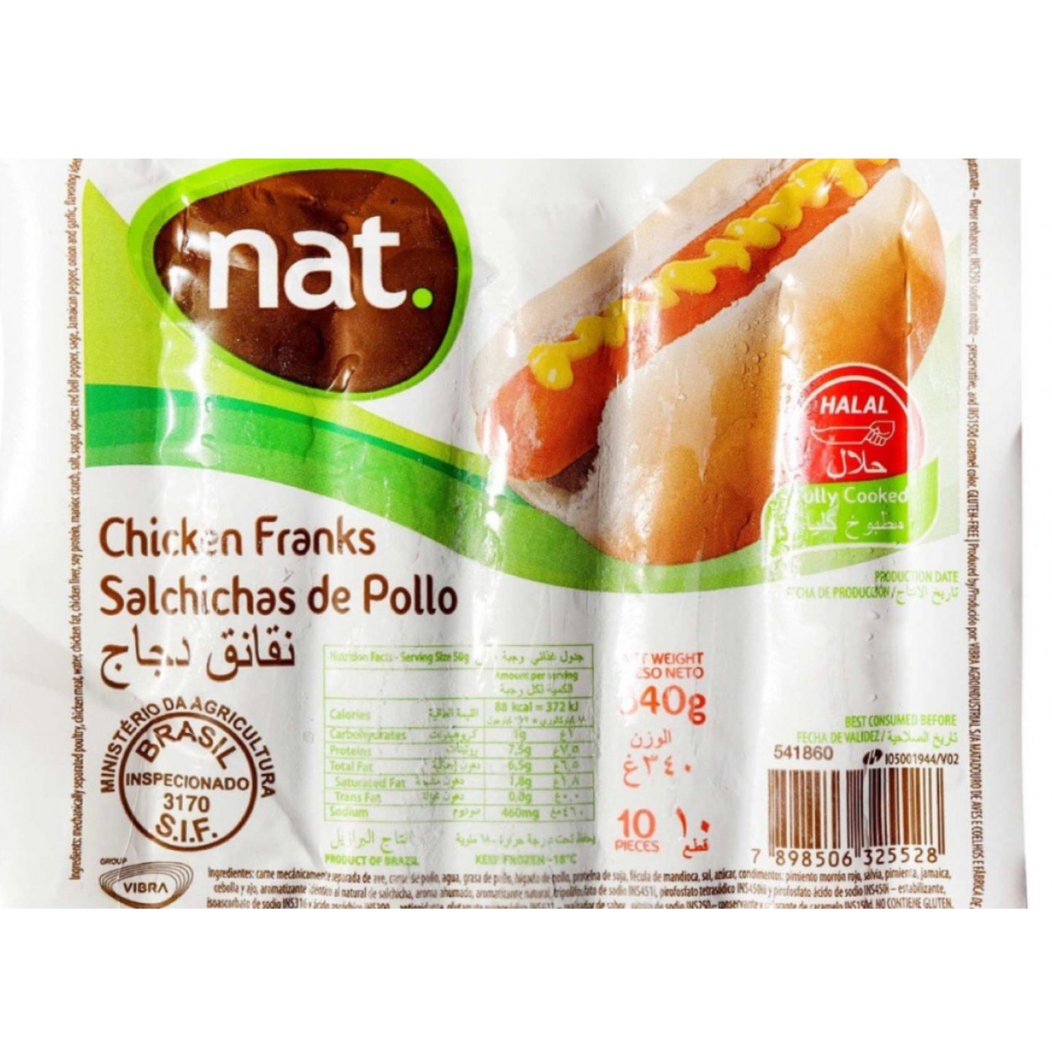 Salchicha De Pollo Halal / Nat / 340g - Comviene